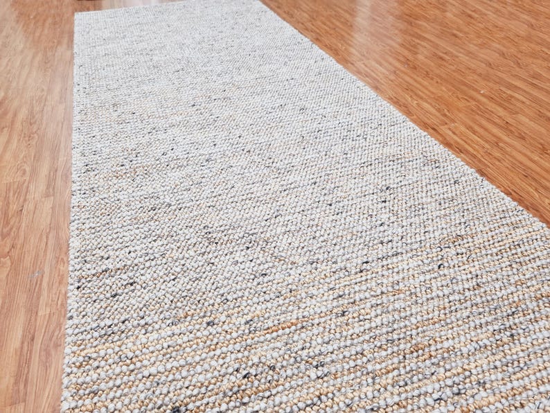 Handwoven Wool Jute Rug Runner, Wool Runner Rug, Entryway, Hallway ...