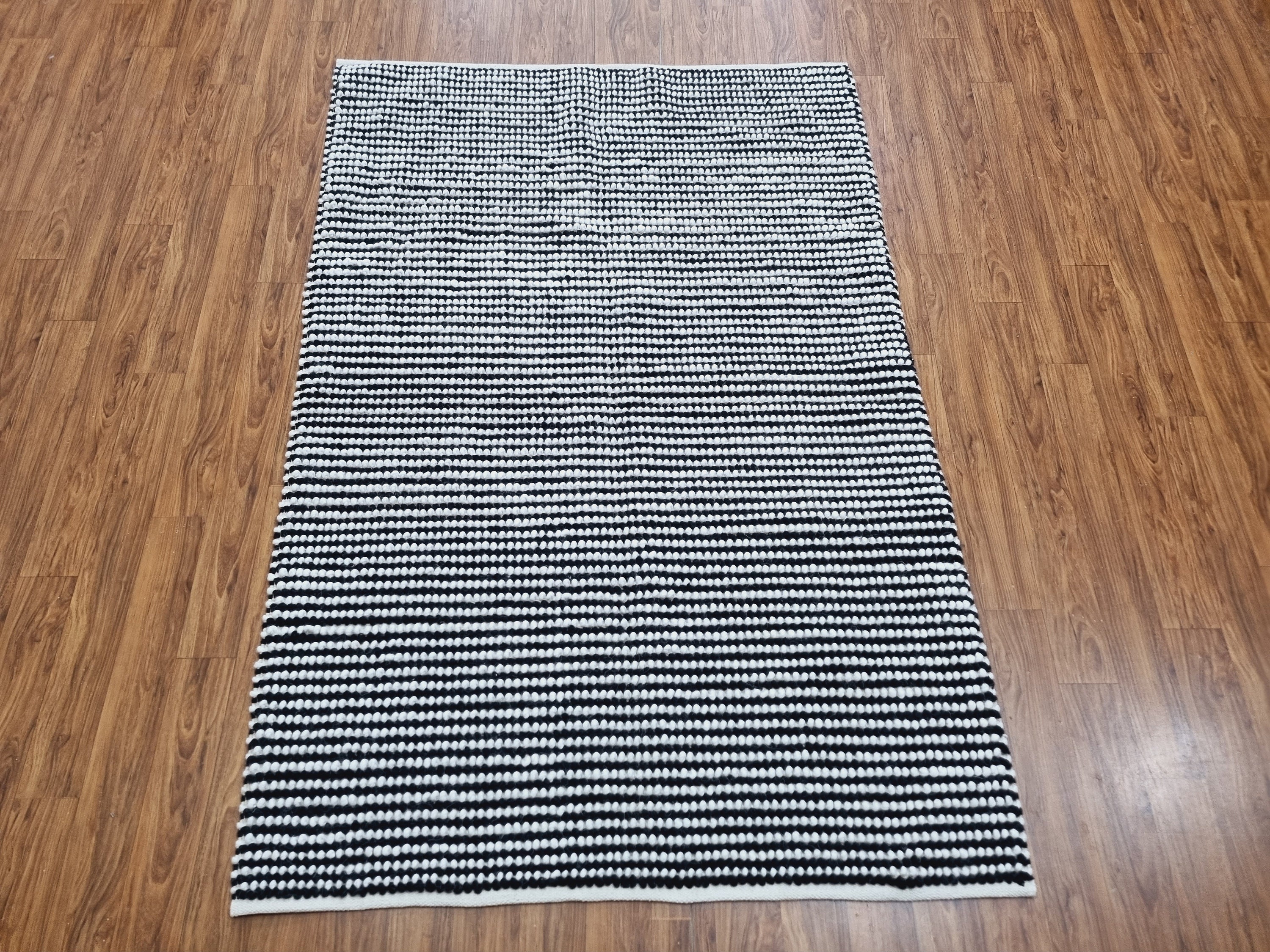 Handwoven Wool Rug Runner, Black White Wool Runner Rug, Entryway ...