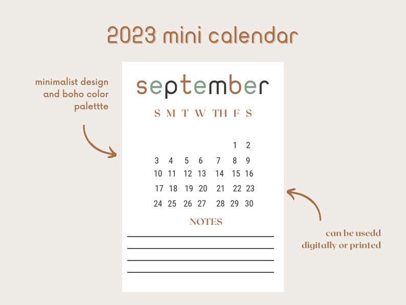 2023 Monthly Calendar Printable Calendar Digital Calendar - Etsy