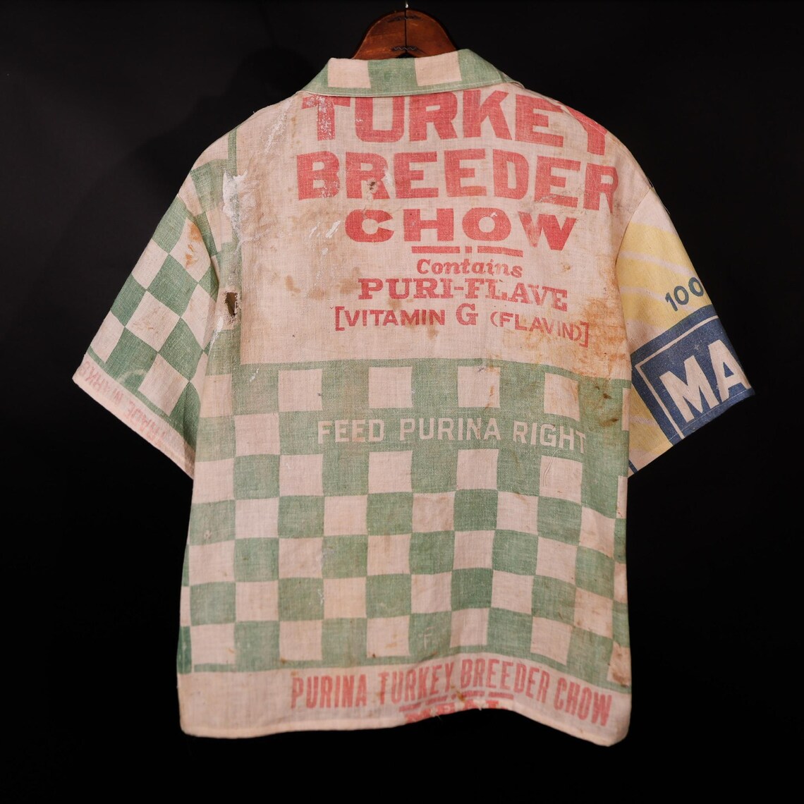 Antique Feedsack Camp Shirt: Handmade Cropped Workwear, Size M/L - Etsy