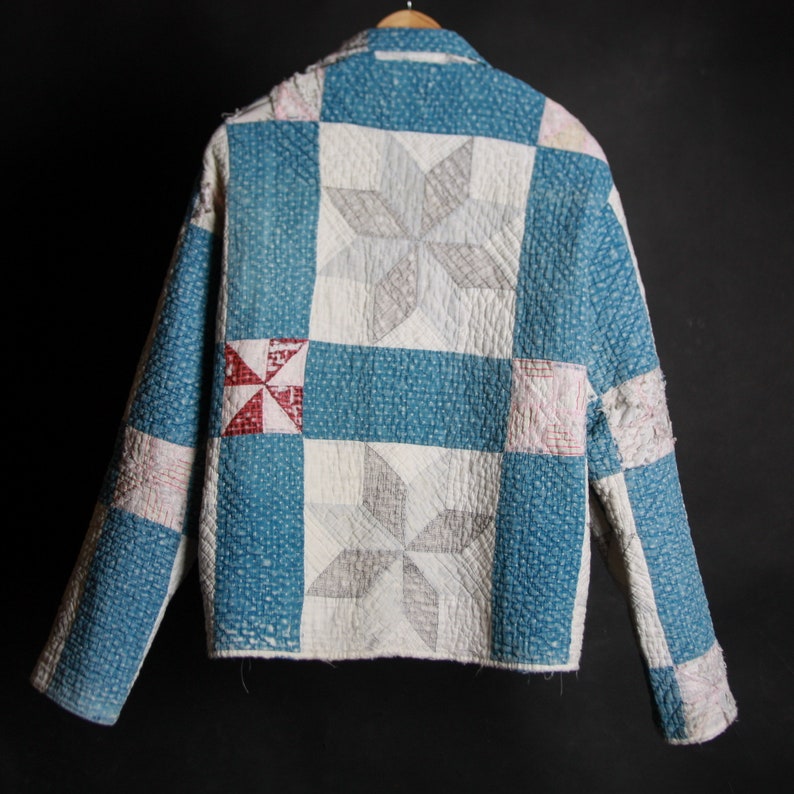 Handmade Antique Star Quilt Boxy Gardening Cropped Patchwork Indigo ...