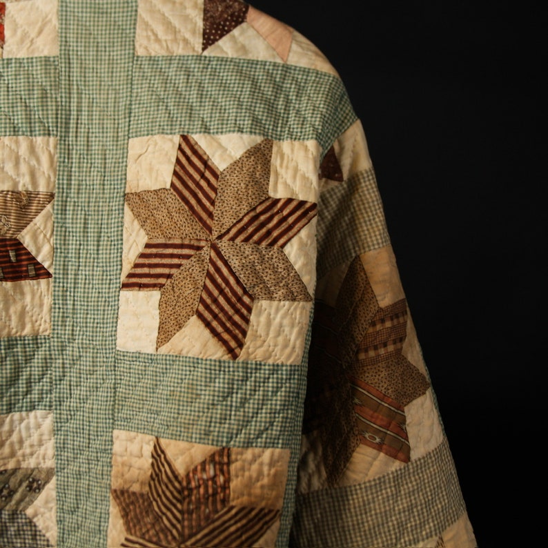Antique Star Quilt Handmade Boxy Gardening Cropped Patchwork Chore ...