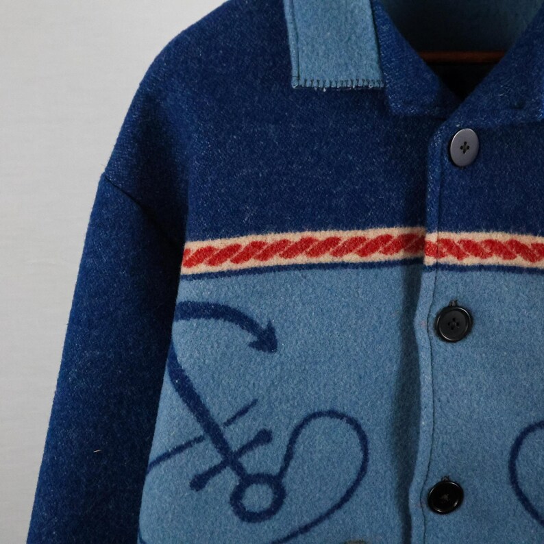 Naval Boat Anchor Novelty Blanket Wool Bode Antique 1930s Handmade ...