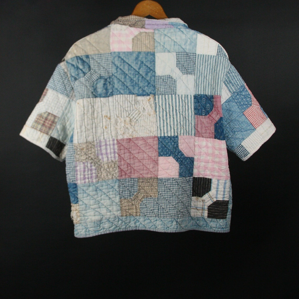 One of a Kind Bode Cotton Bow Tie Quilt Top Handmade Boxy Mechanic ...