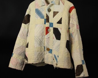 Antique Star Quilt Handmade Boxy Gardening Cropped Patchwork Chore ...