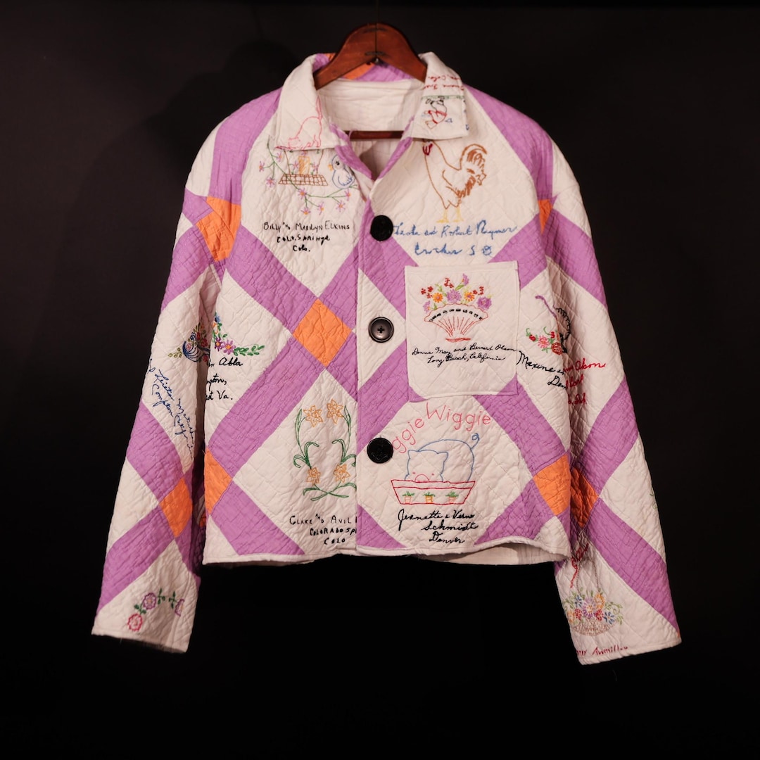 Antique Embroidered Quilt Coat: Handmade Upcycled Patchwork Jacket - Etsy