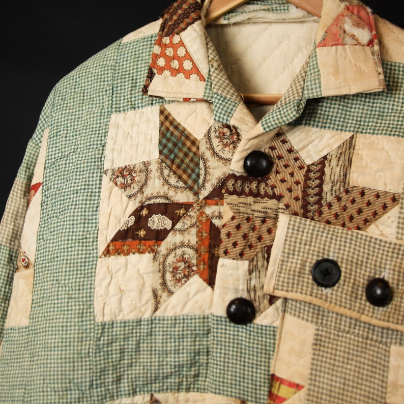 Antique Star Quilt Handmade Boxy Gardening Cropped Patchwork Chore ...