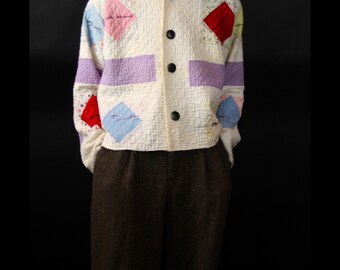 Antique Star Quilt Handmade Boxy Gardening Cropped Patchwork Chore ...