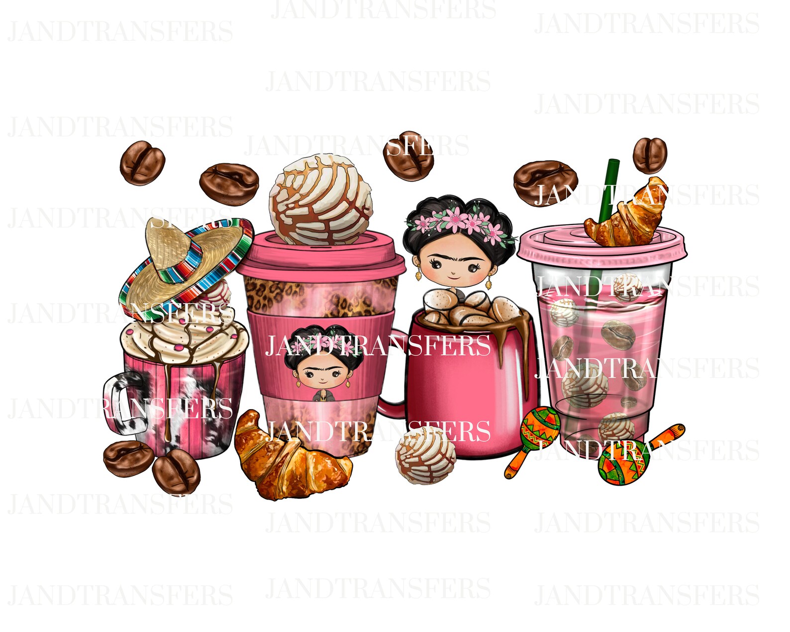 Cafecito Y Chisme Coffee Cups Dtf Transfers Ready To Press Etsy