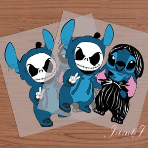 Stitch and Jack Skellington Christmas DTF Transfers Ready to Press ...