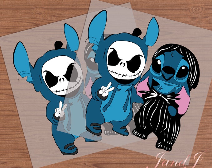 Stitch and Jack Skellington Christmas DTF Transfers Ready to Press ...