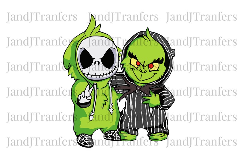 Grinch and Jack Skellington Christmas DTF Transfers Ready to Press ...