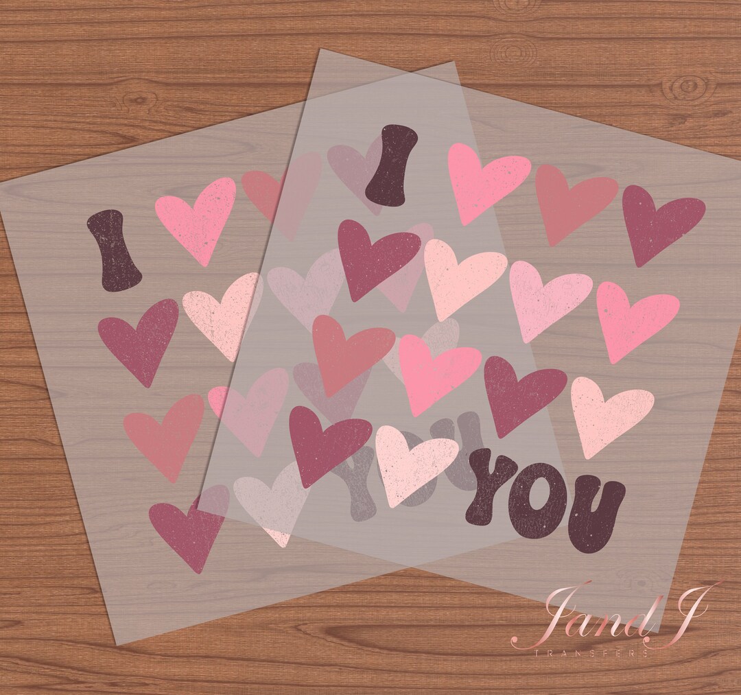 I Love You Hearts DTF Transfers Ready to Press, Direct to Film Transfer ...