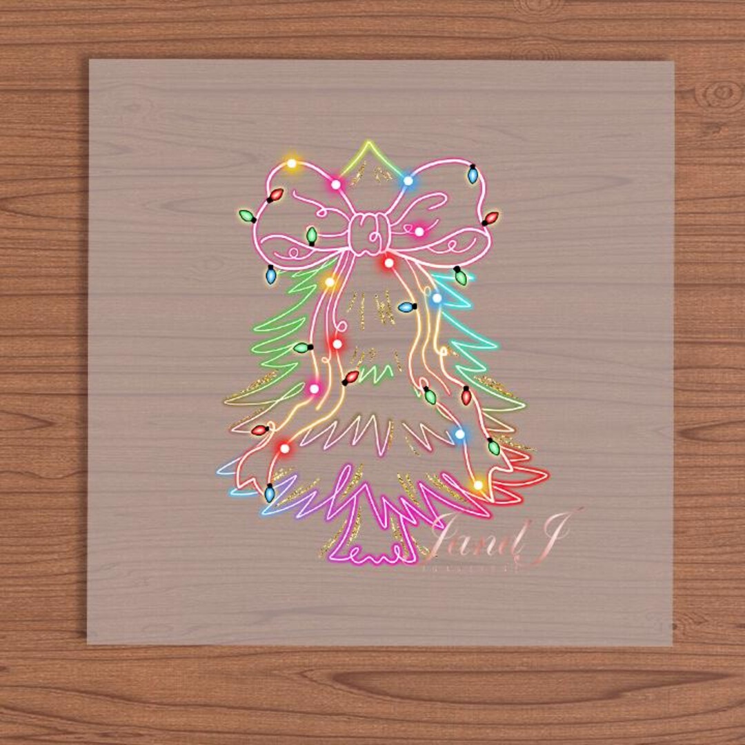 Christmas Tree Neon Lights DTF Transfers Ready to Press, Direct to Film ...