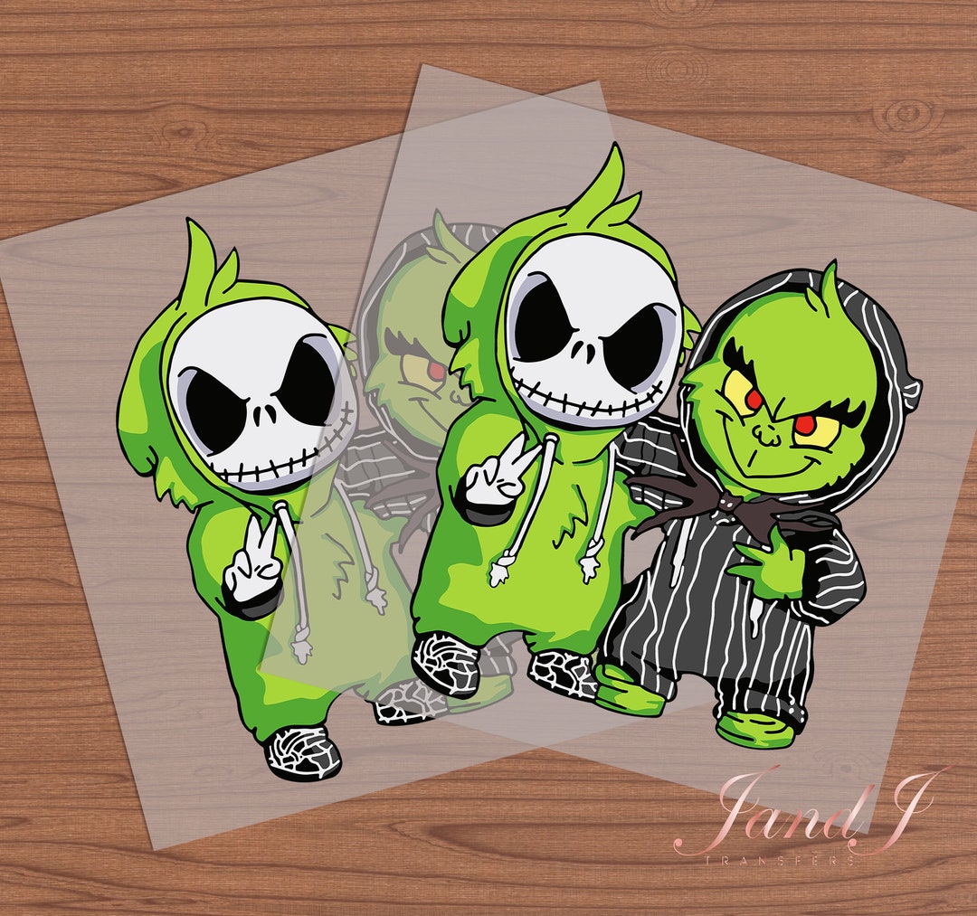Grinch and Jack Skellington Christmas DTF Transfers Ready to Press ...
