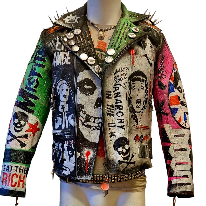 Awesome Zombie Vintage Leather Punk Rock Motorbike Motorcycle Jacket ...