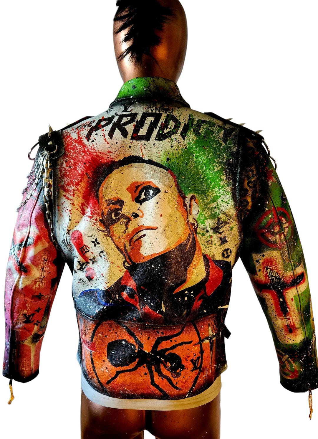 Vintage Leather Punk Rock Motorbike Motorcycle Jacket Hand Painted ...
