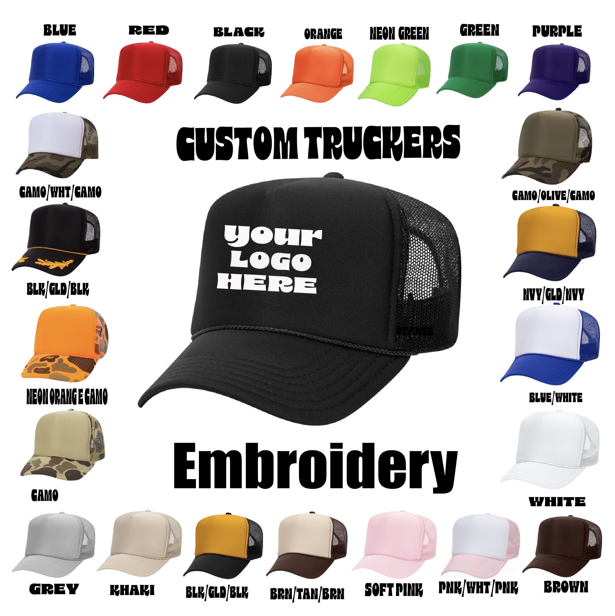 CUSTOM/ Embroidery Trucker Hats /logo or Text - Etsy