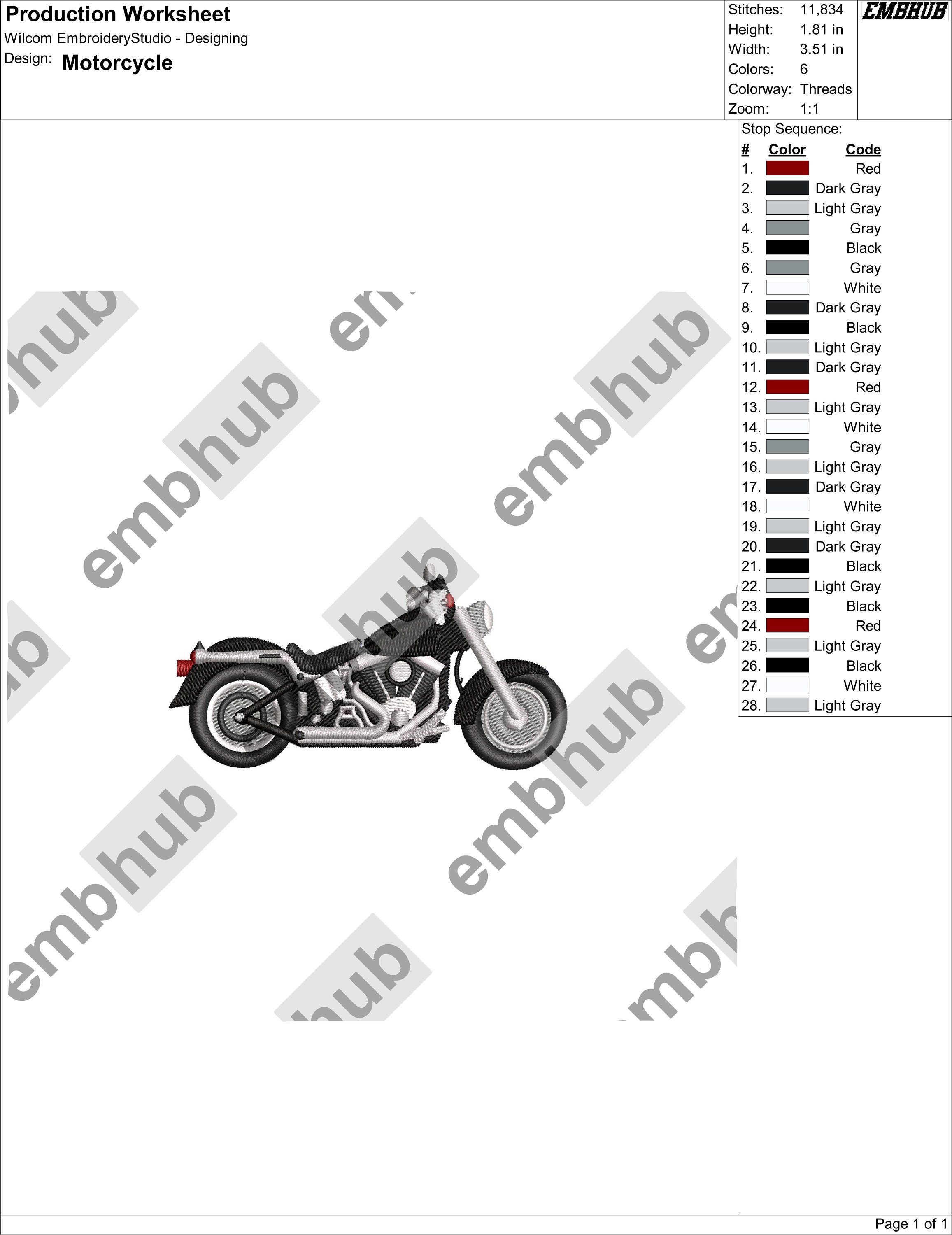 Motorcycle Digitized Embroidery File Instant Download - Etsy