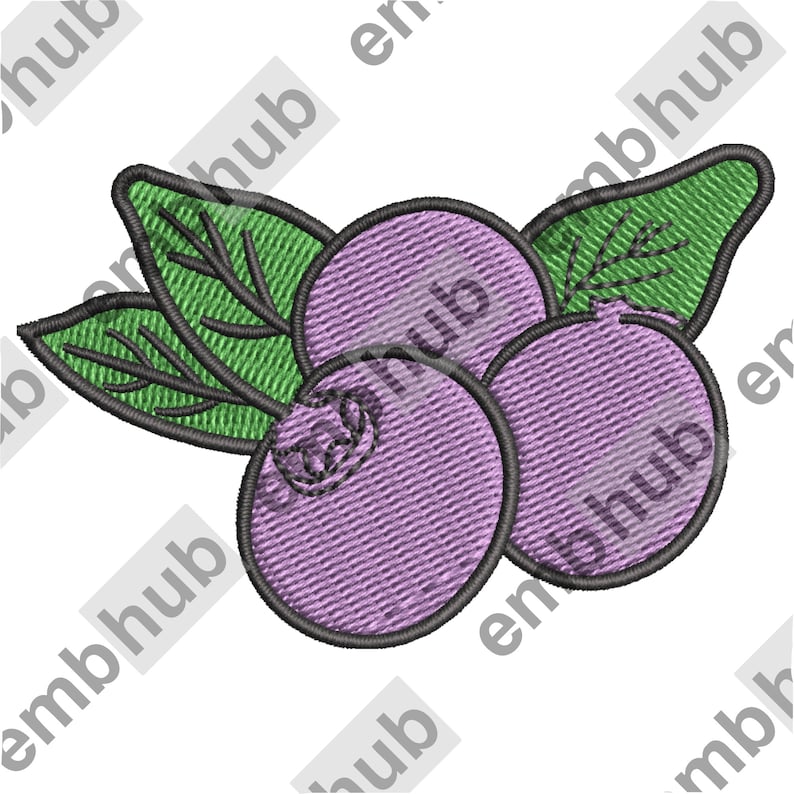 Blueberry Digitized Embroidery File - Etsy