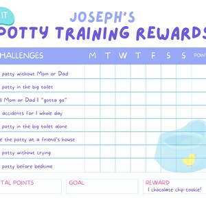 Potty Training Chart, Chore Chart Reward, Reward Chart for Kids ...