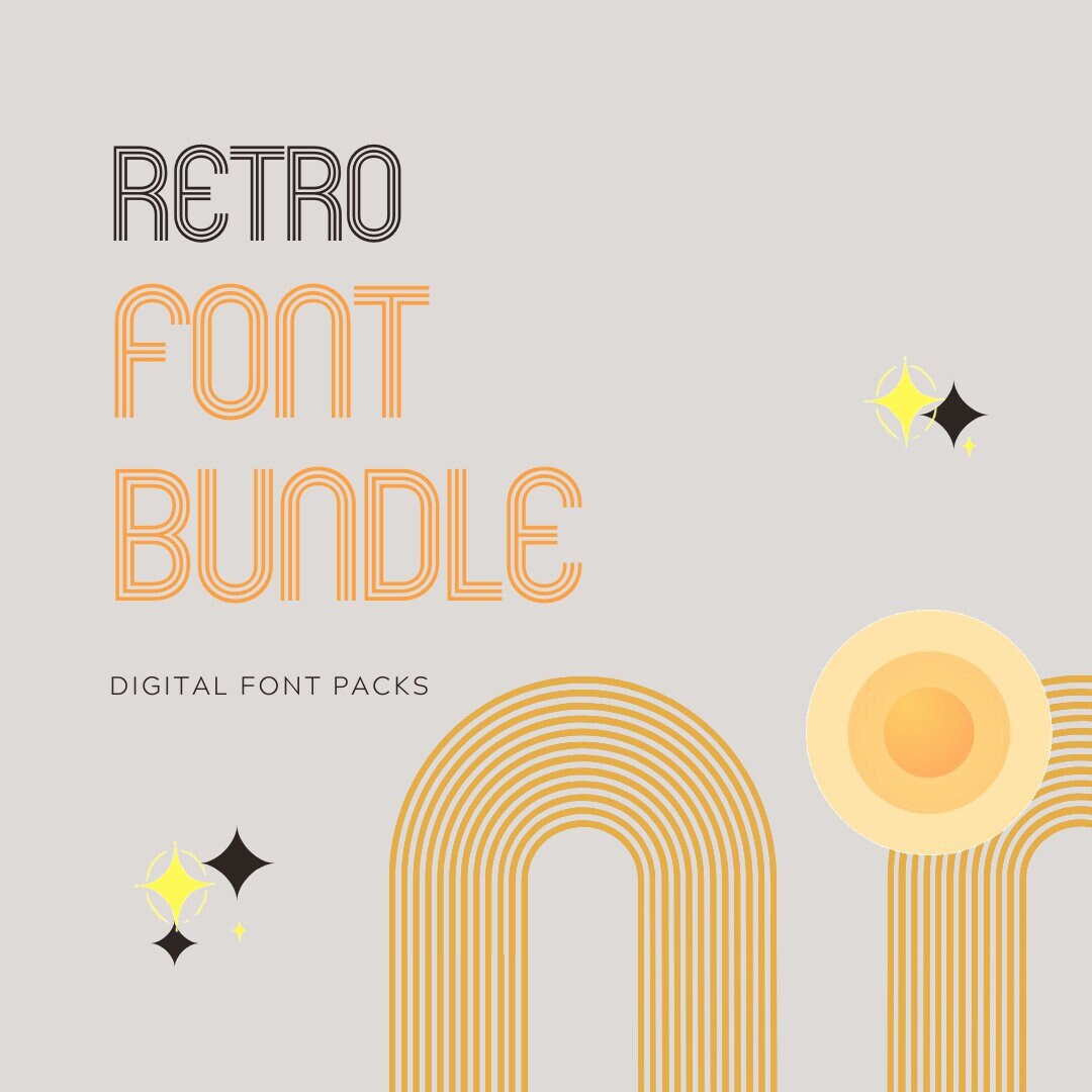 Retro Font Pack | Fonts SVG | Groovy Font Pack | Thin Font Pack | Cute ...