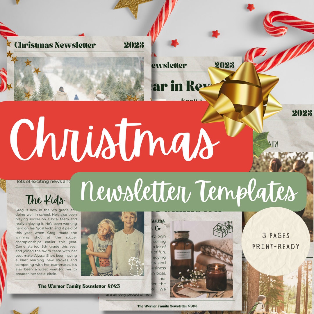 Christmas Newsletter Template for Canva- Holiday Family Newsletter ...