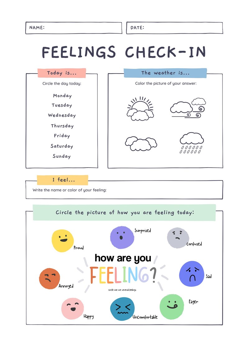 Toddler Emotion Worksheets | Feelings Worksheets (PDF) - Etsy