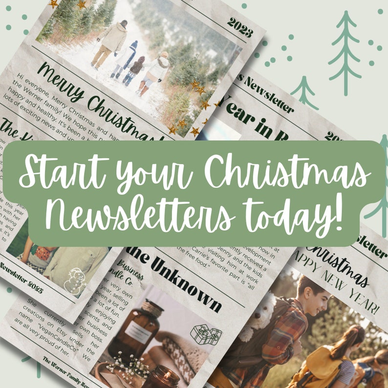 Christmas Newsletter Template for Canva- Holiday Family Newsletter ...