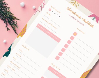 Kids Christmas Wish List, Printable Gift Wish List, Childrens X-mas Wish List, Kids Holiday Wish ...