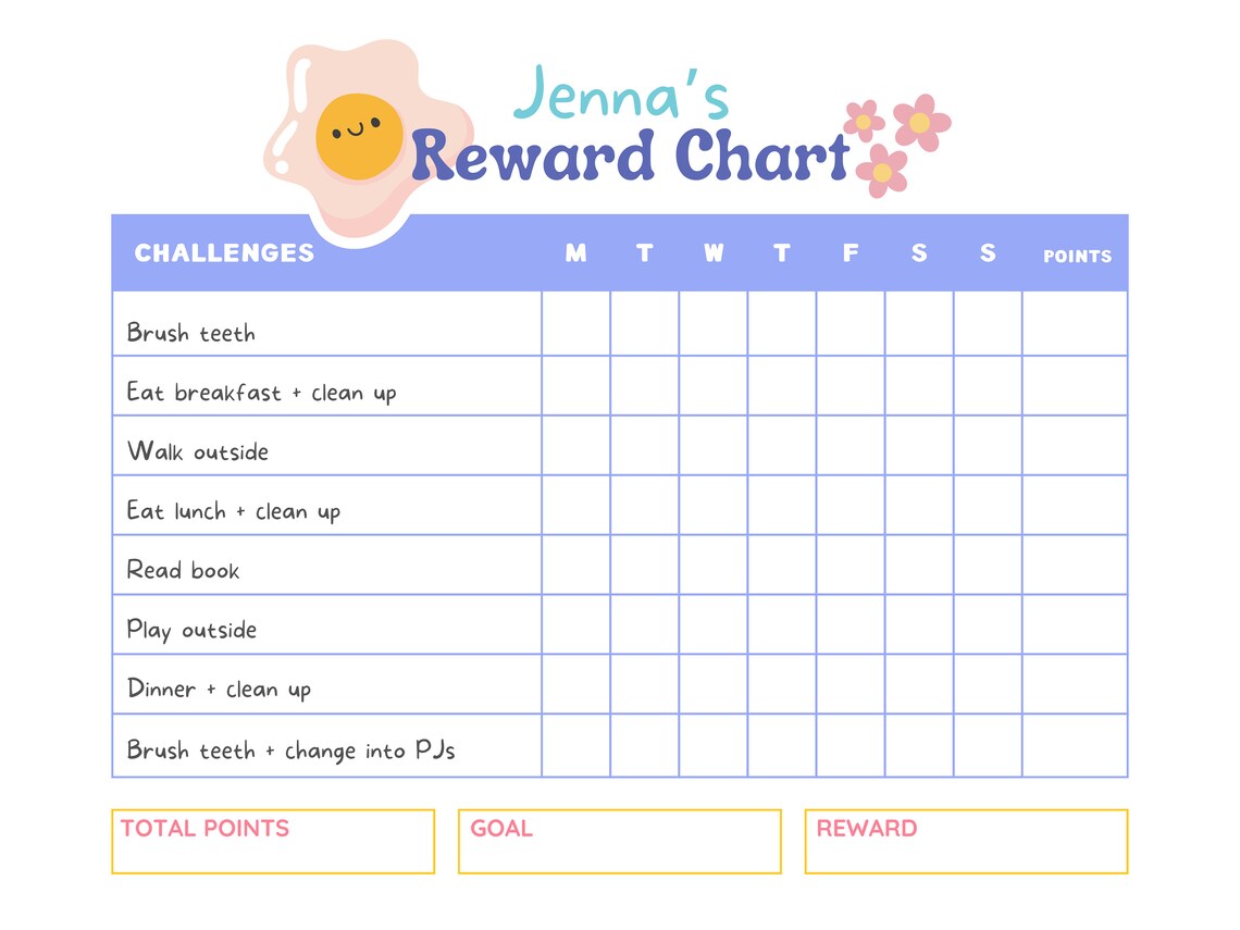 Potty Training Chart, Chore Chart Reward, Reward Chart for Kids ...