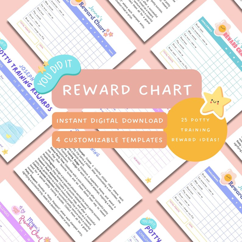 Potty Training Chart, Chore Chart Reward, Reward Chart for Kids ...