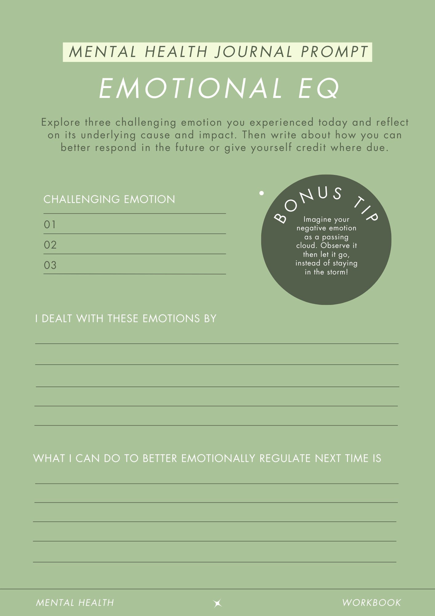 Emotional EQ Worksheets, Mental Wellness Worksheets, Therapists Aids ...