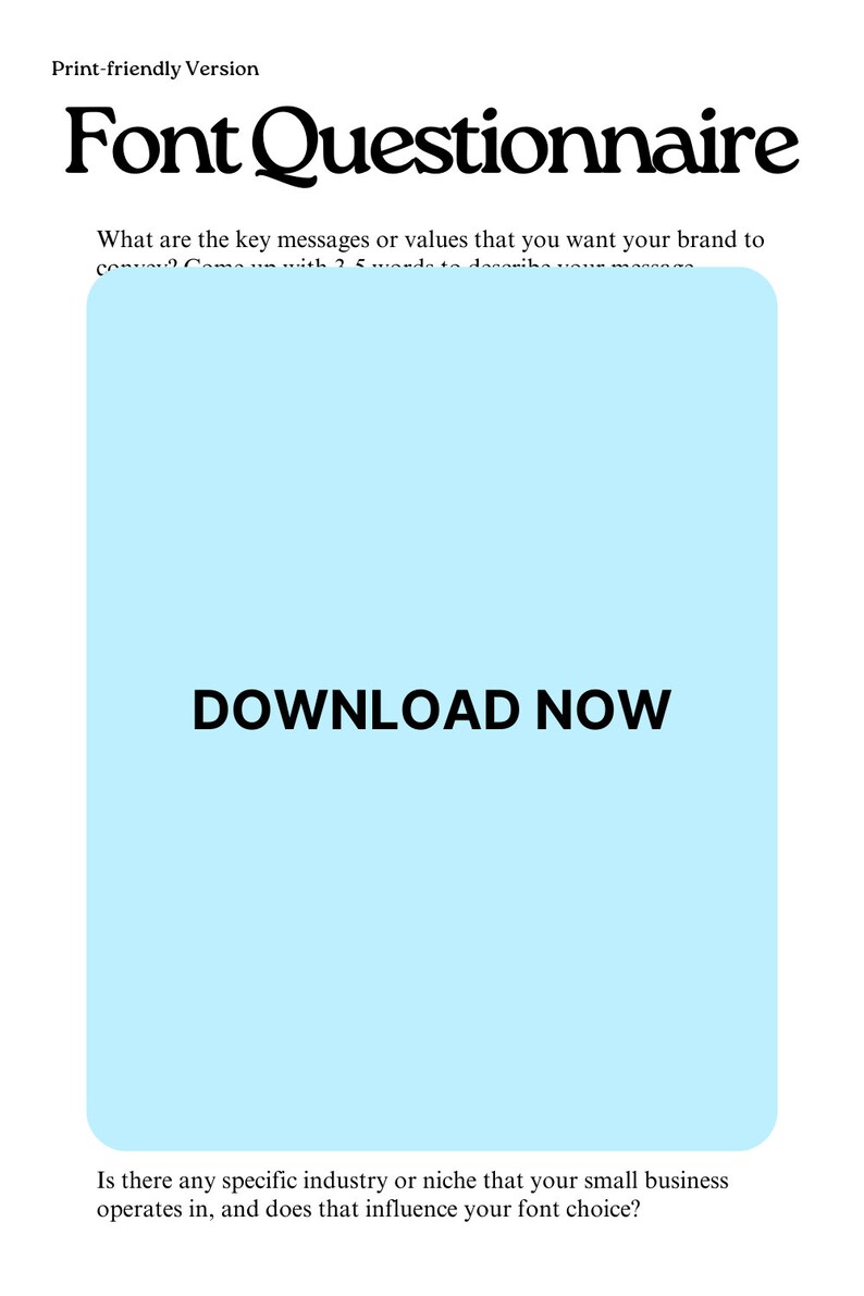 Choosing a Font Questionnaire, Find the Perfect Font, Font Pack, Small ...
