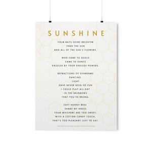 Poetry Print Matte Poster, Wall Decor, Office Decor Poetry Sunshine ...