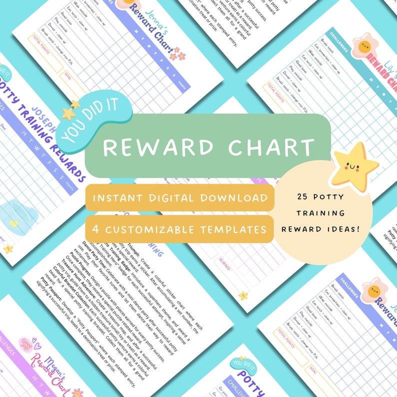Potty Training Reward Ideas, Children's Reward Chart Printable, Chore ...