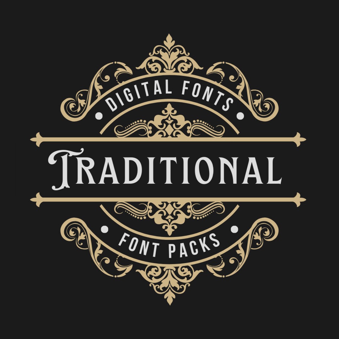 Traditional Font Pack, Font Infographic, Digital Download Font, A-Z ...