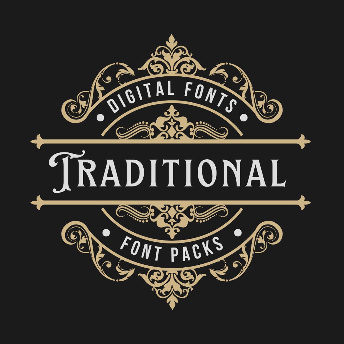 Traditional Font Pack, Font Infographic, Digital Download Font, A-Z ...