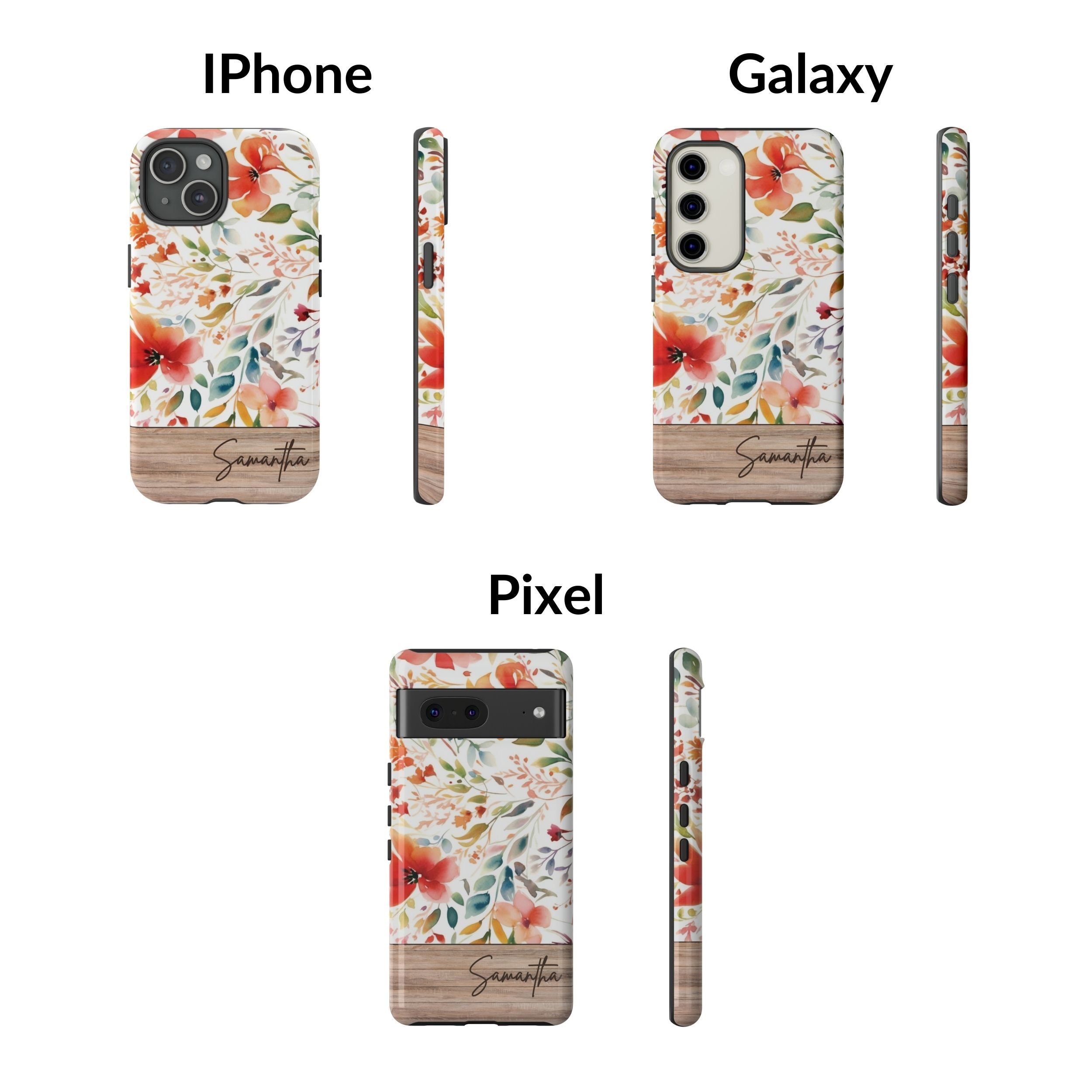 Personalized Watercolor Flowers Phone Case for iPhone Samsung Galaxy Google Pixel, Floral Design ...