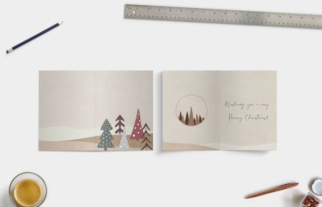 Printable Christmas Cards, Minimalist Christmas Cards, Aesthetic ...