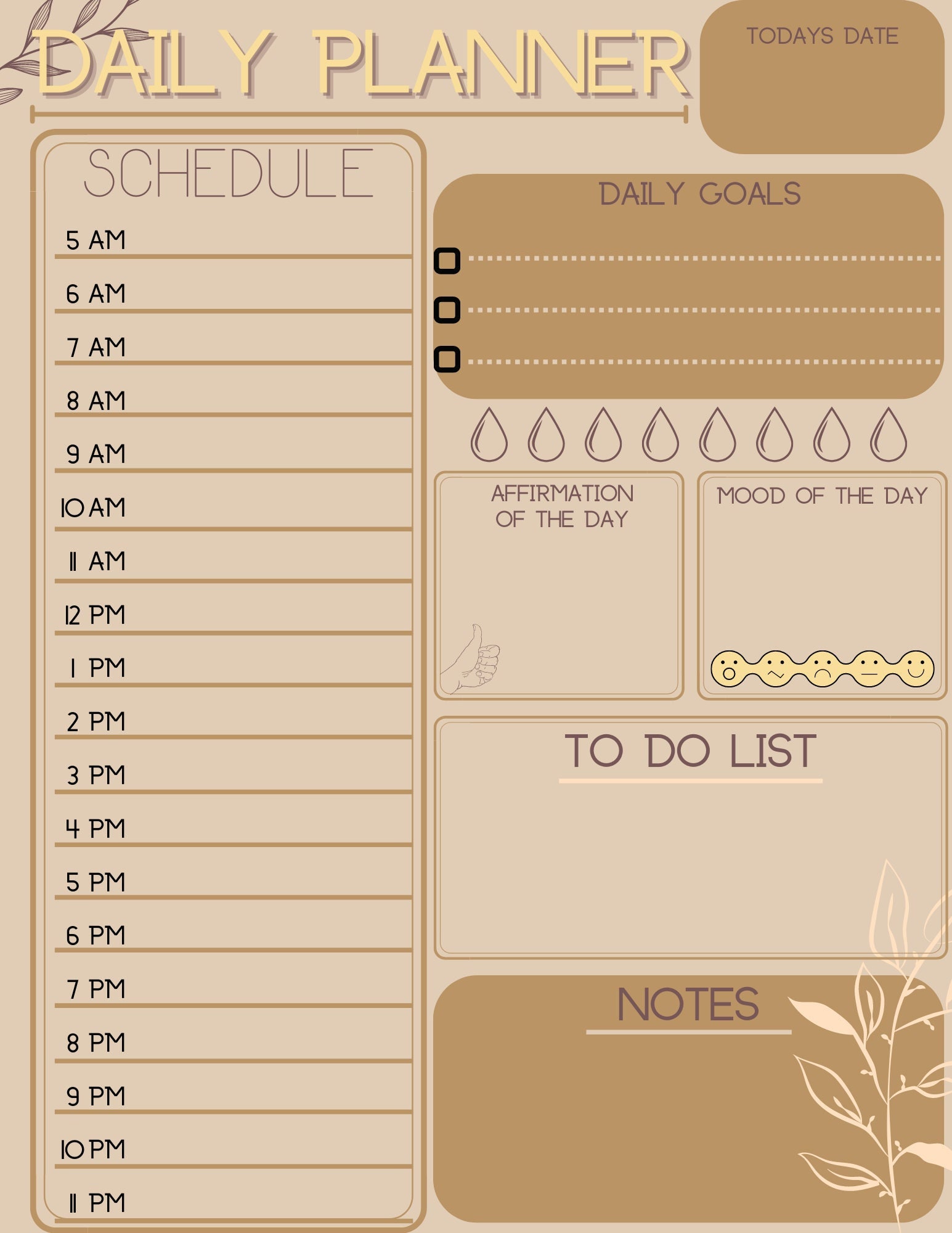 Aesthetic Daily Planner Daily Planner Minimalist Daily - Etsy