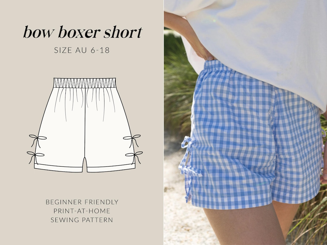 Bow Boxer Shorts PDF Sewing Pattern | AU 6-18 | Beginner Friendly ...