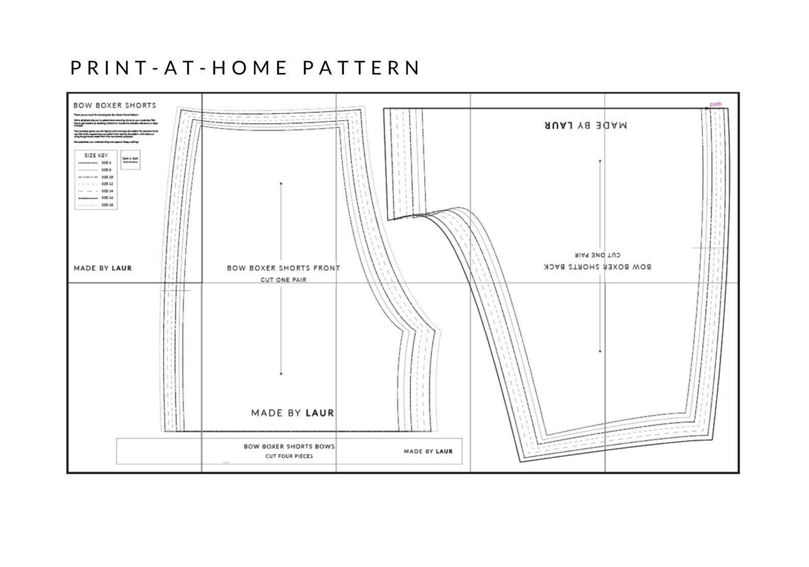 Bow Boxer Shorts PDF Sewing Pattern AU 6-18 Beginner Friendly Print-at ...