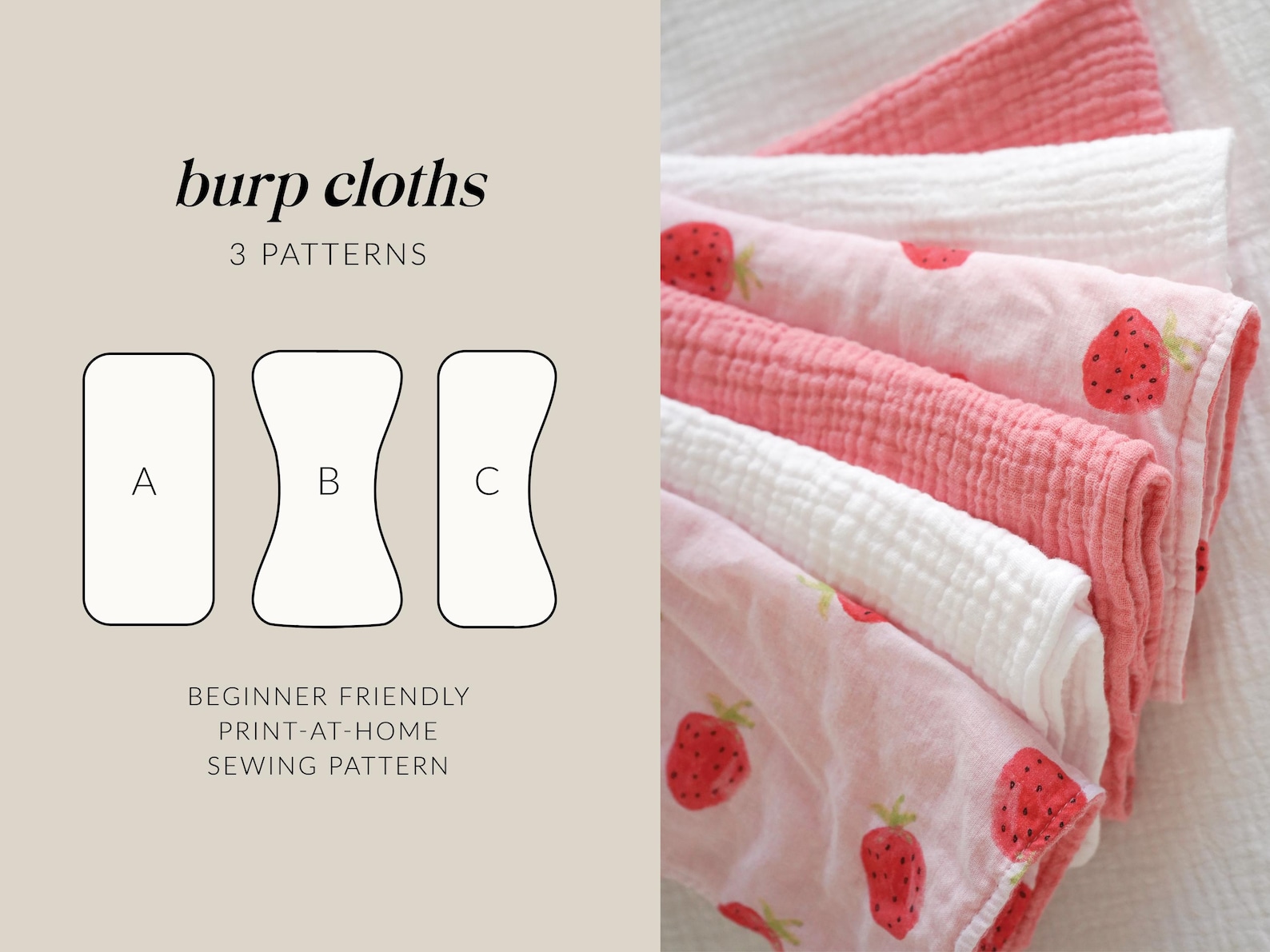 Burp Cloth Sewing Pattern | PDF | Three Options | Beginner Friendly - Etsy