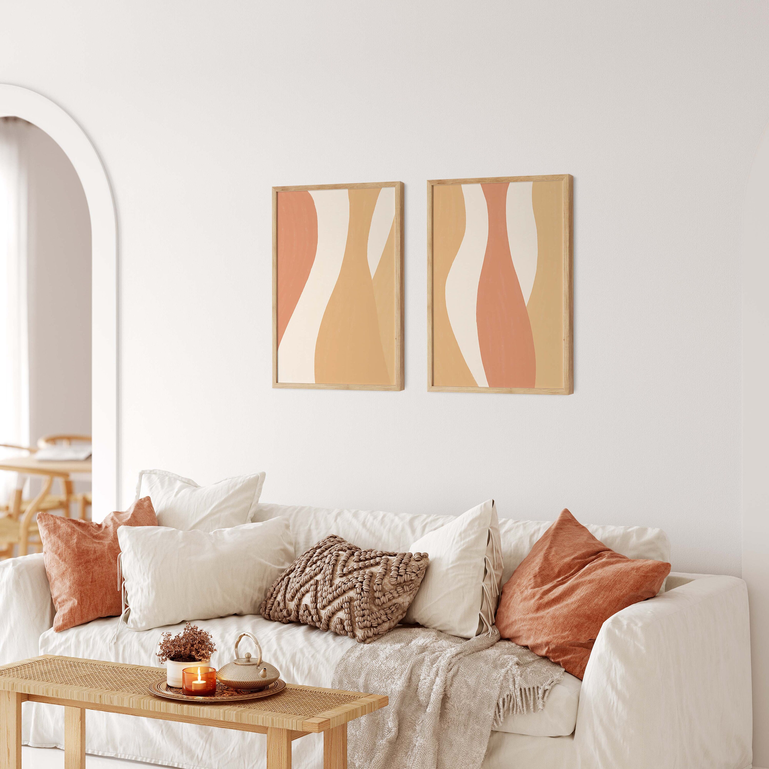 Terracotta Orange Set of Two Print Above Bed Art Terracotta Orange ...