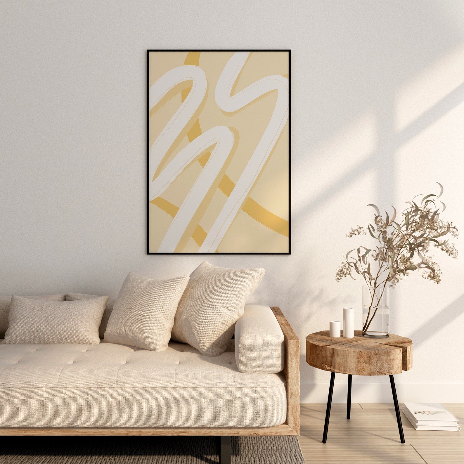 Yellow Abstract Wall Art, Spring Decor, Uplifting Home, Contemporary ...