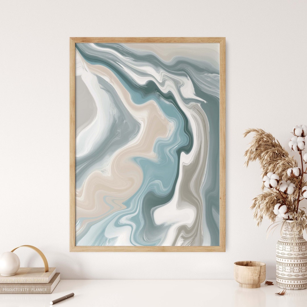 Marble Print, Blue Printable Wall Art, Marble Decor, Blue Marble Home ...