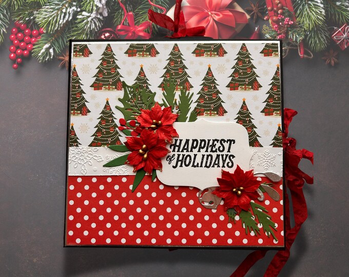 Handmade Vintage-inspired Happiest of Holidays Christmas Scrapbook ...