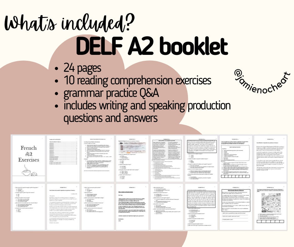 BOOKLET SET French A1-A2 Grammar Booklet and DELF A2 Booklet physical ...