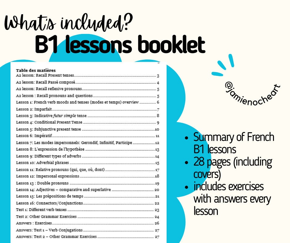 BOOKLET SET French B1 Grammar Booklet and DELF B1 Booklet - Etsy
